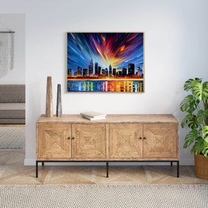 Detroit Michigan Skyline Art Print Detroit Painting Wall Art, Original ...
