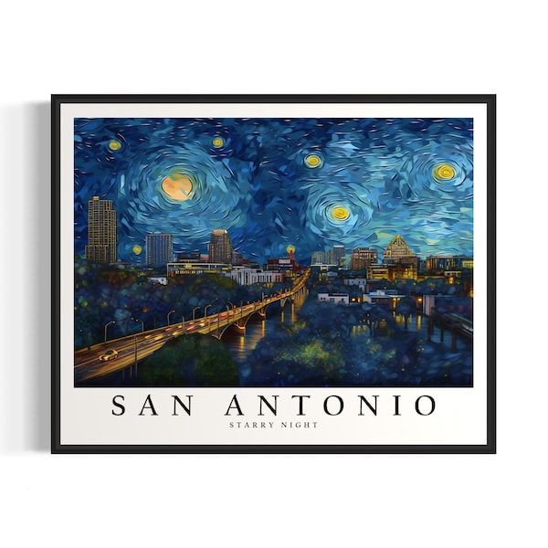 San Antonio Starry Night - Etsy