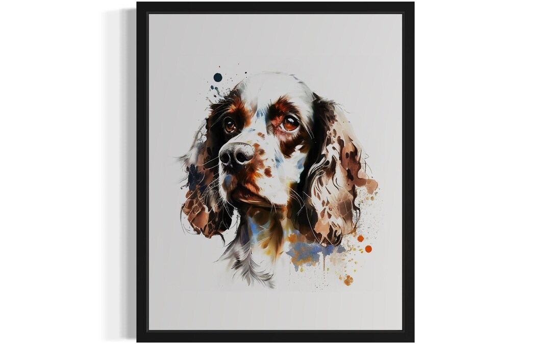 Spaniel Dog Watercolor Art Print, Wall Art Poster, Original Paint ...