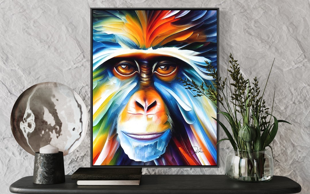 Abstract Monkey Art Print Monkey Oil Painting Print Poster, Original ...
