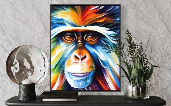 Abstract Monkey Art Print Monkey Oil Painting Print Poster - Etsy