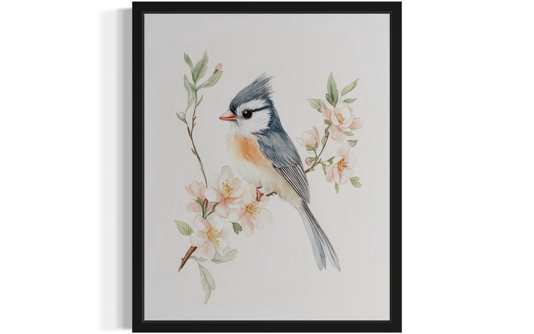 Tufted Titmouse Bird Watercolor Art Print, Wall Art Poster, Original ...