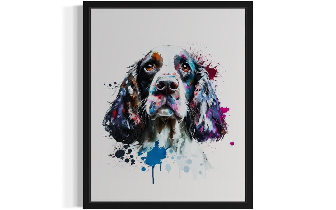 Spaniels Dog Watercolor Art Print, Wall Art Poster, Original Paint ...