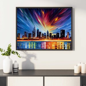 Detroit Michigan Skyline Art Print Detroit Painting Wall Art, Original ...