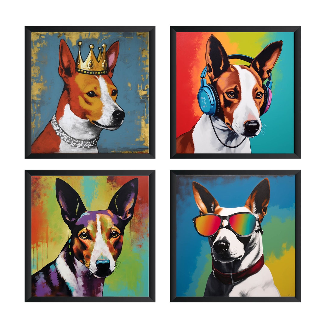 Basenji Art Print, Basenji Poster, Basenji Wall Art set of 4 Unframed ...