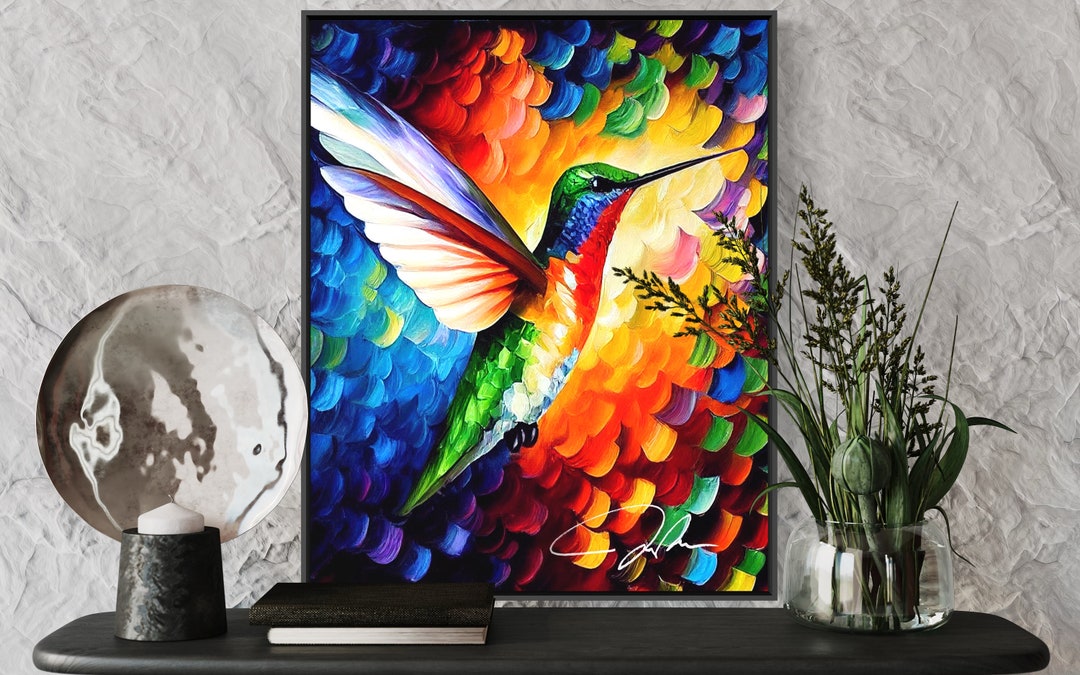 Colorful Hummingbird Art Print Hummingbird Painting Print Poster ...