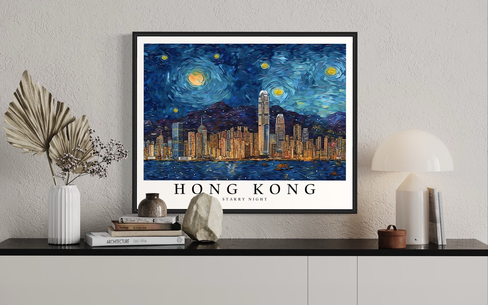 Hong Kong Starry Night Art Print, Van Gogh Hong Kong Poster Wall Art ...