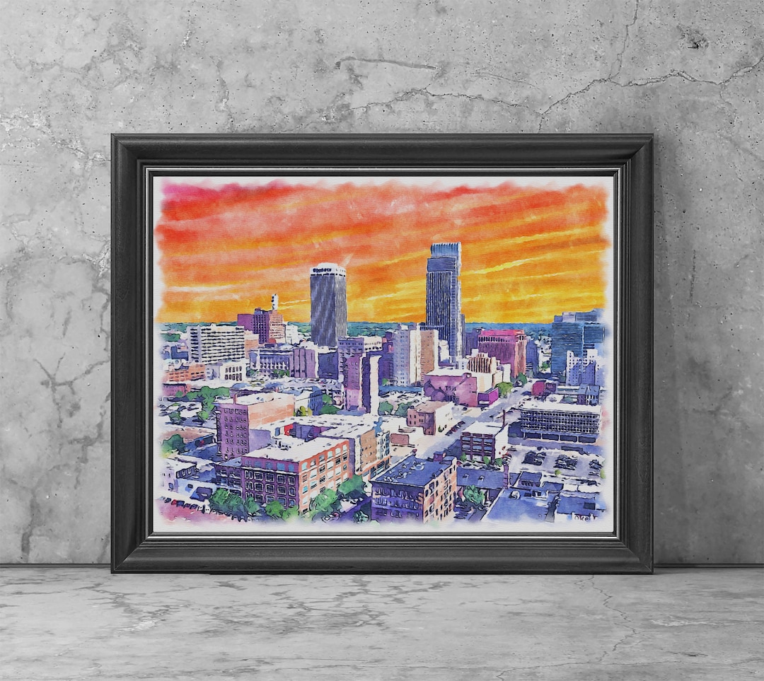 Omaha Watercolor Art Print, Omaha Nebraska Original Sketched Artwork ...