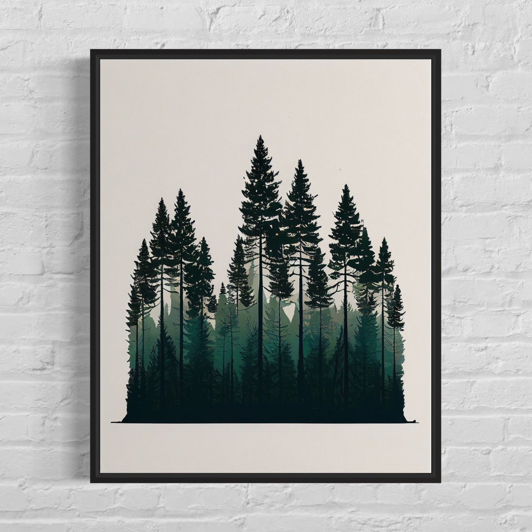 Forest of Pine Tree Art Print Forest of Pine Tree Minimalist Poster - Etsy
