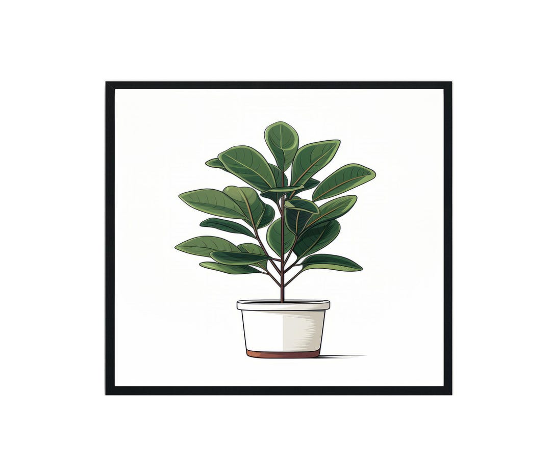 Ficus Elastica Plants Art Print, Wall Art Poster, Original Paint ...