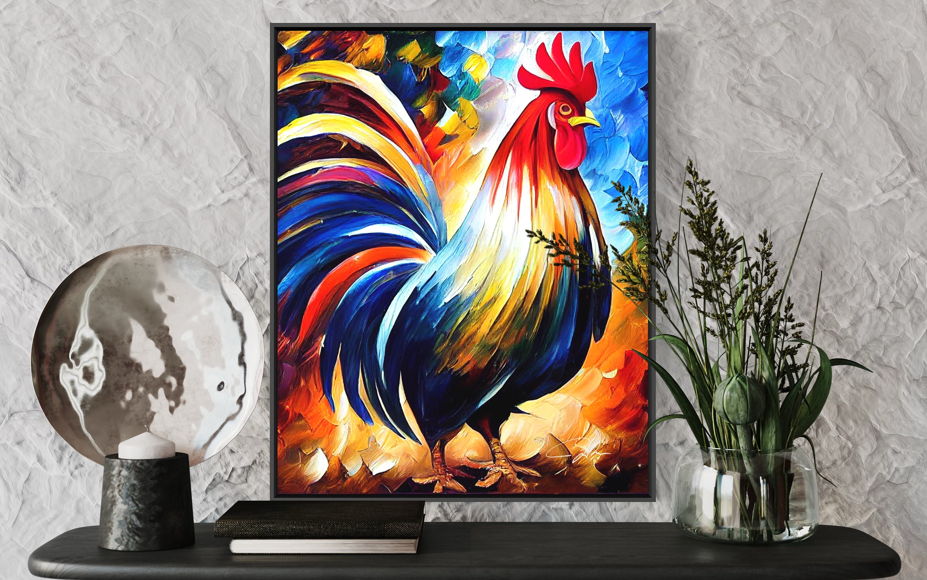 Abstract Rooster Painting