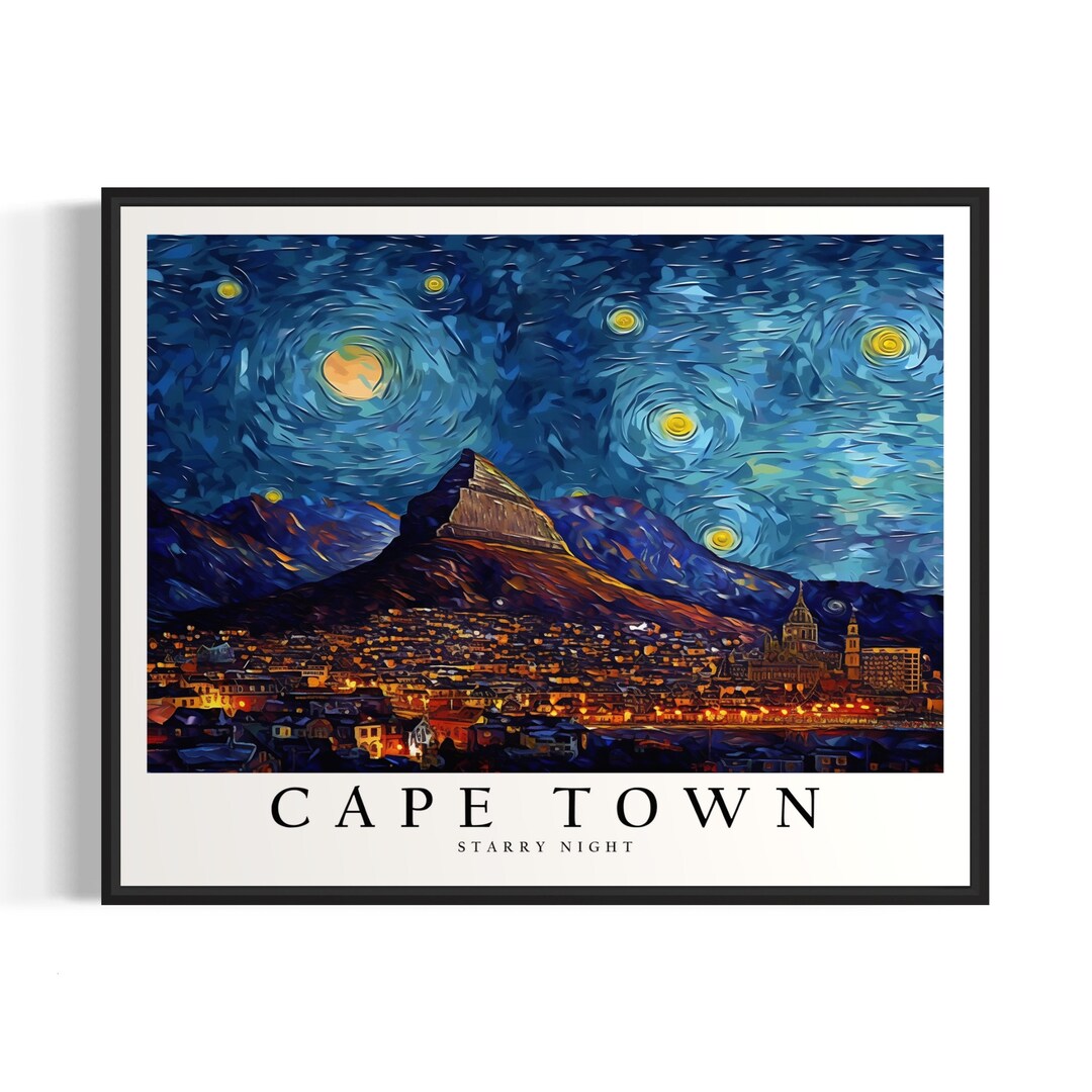Cape Town Starry Night Art Print, Van Gogh Cape Town Poster Wall Art ...