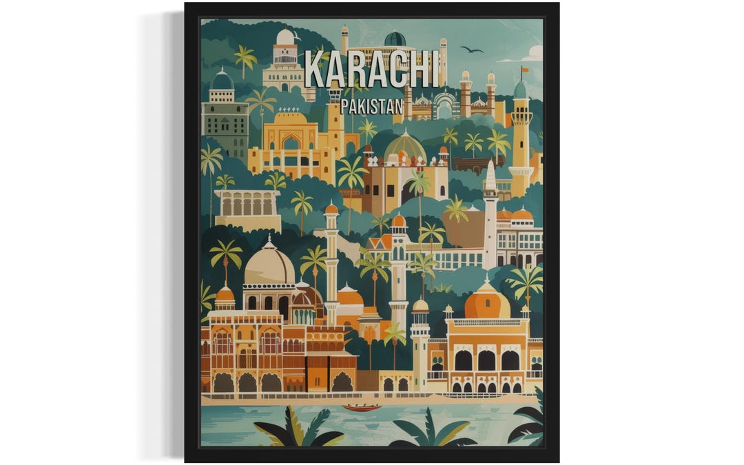 Karachi Pakistan Asia City Art Print, Wall Art Poster, Original Paint ...