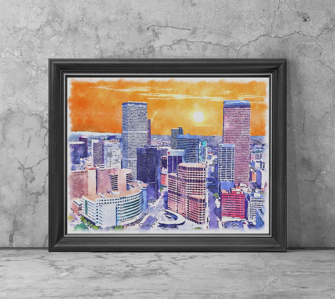 Denver Watercolor Art Print, Denver Colorado Original Sketched Artwork ...