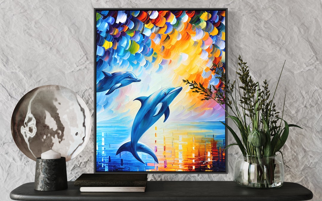 Dolphin Abstract Art Print Dolphin Oil Painting Print Poster - Etsy