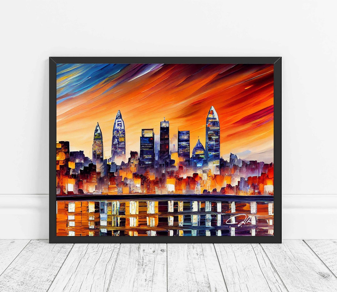 Des Moines Iowa Skyline Art Print Des Moines Painting Wall Art ...