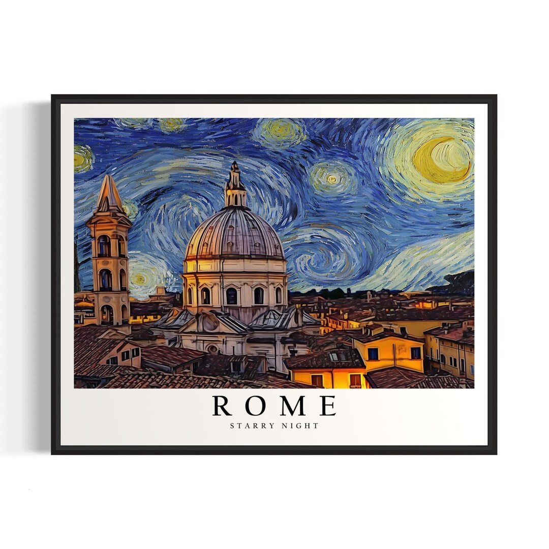 Rome Starry Night Art Print, Van Gogh Rome Poster Wall Art, Original ...