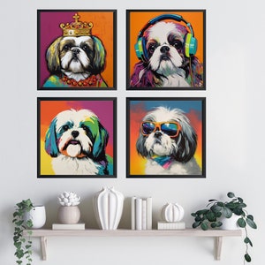 Shih Tzu Art Print, Shih Tzu Poster, Shih Tzu Wall Art (set of 4 ...