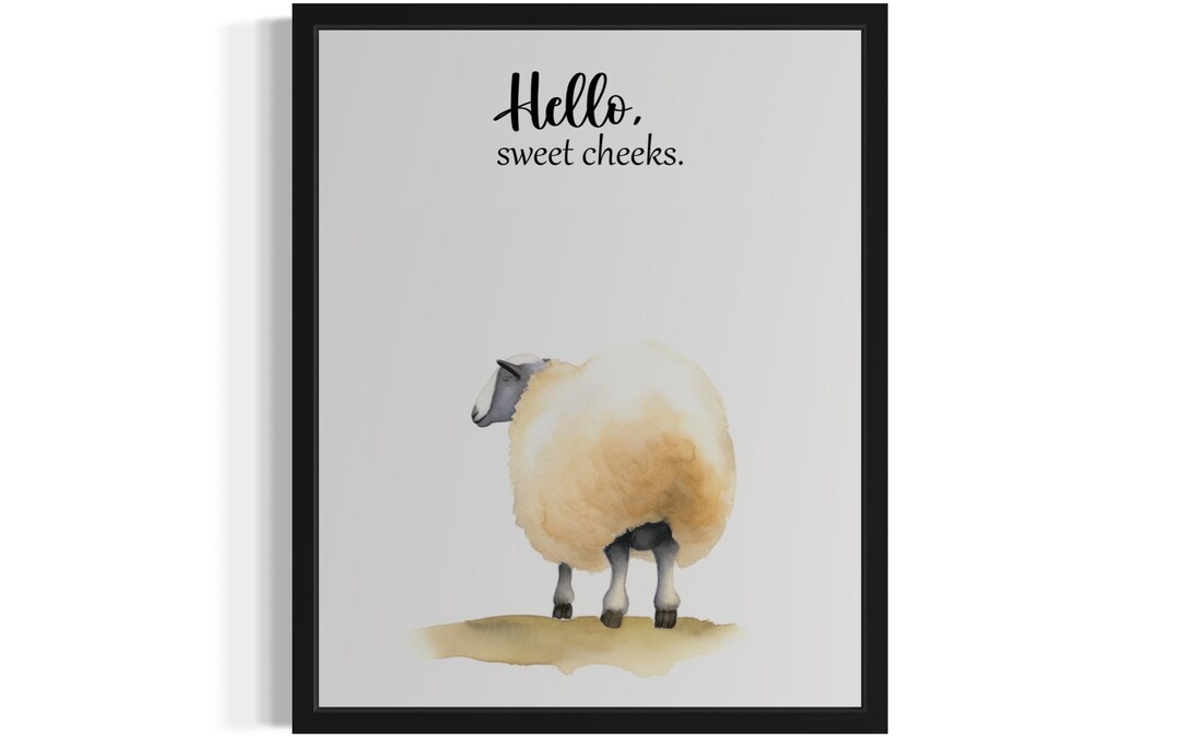 Sheep Sweet Cheeks Animal Restroom Art Print, Bathroom Wall Art Poster ...