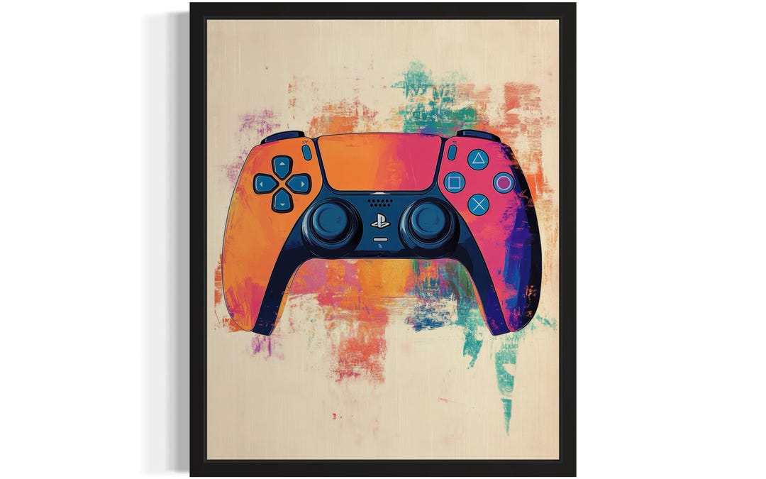 Game Controller Pop Art Print, Wall Art Poster, Original Paint Artwork ...