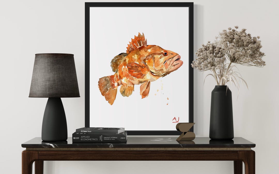 Grouper Sea Animal Art Print, Wall Art Poster, Original Paint Artwork ...