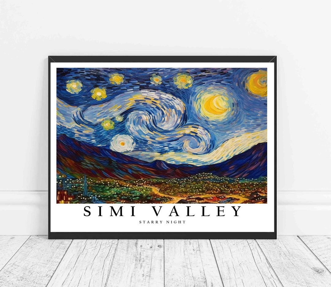 Simi Valley California Starry Night Art Print, Van Gogh Simi Valley ...