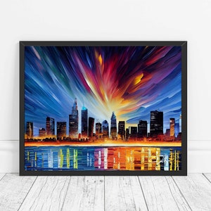 Detroit Michigan Skyline Art Print Detroit Painting Wall Art, Original ...