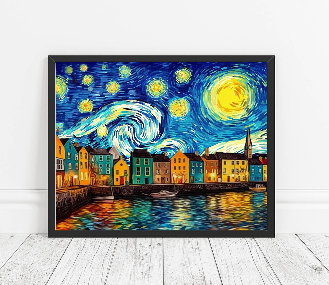 Galway Ireland Starry Night Art Print, Van Gogh Galway Ireland Poster ...
