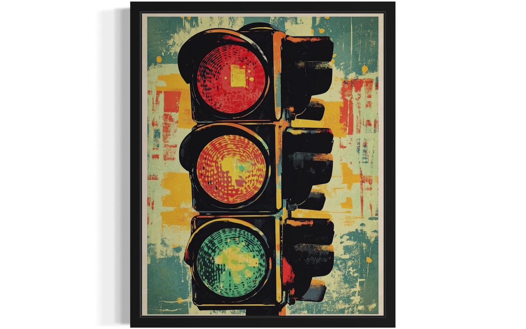 Traffic Light Pop Art Print, Wall Art Poster, Original Paint Artwork ...