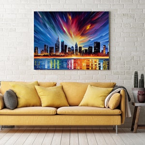 Detroit Michigan Skyline Art Print Detroit Painting Wall Art, Original ...