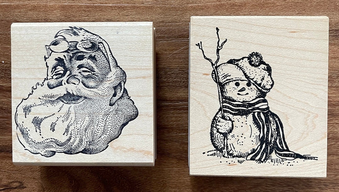 Santa and Snowman Rubber Stamps by Stampa Barbara - Etsy