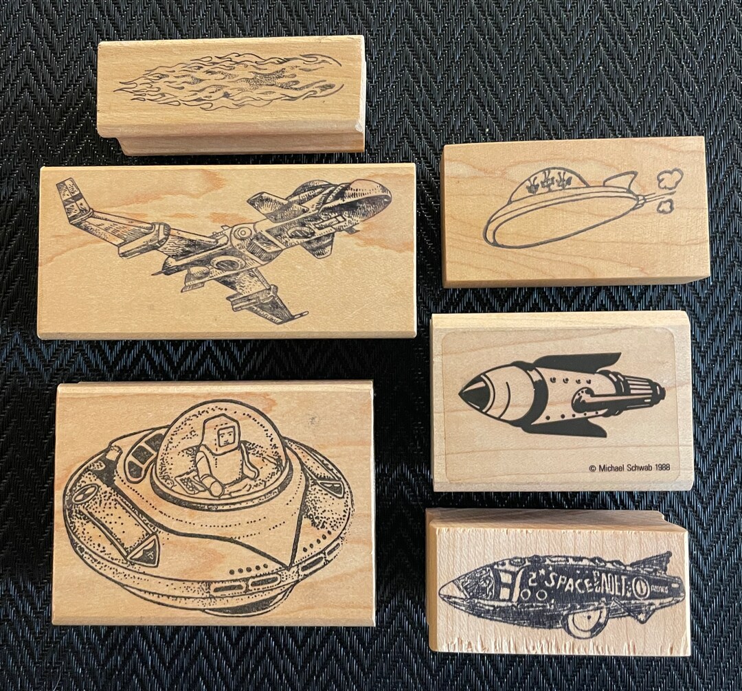 Rubber Stamps of Sci-fi Spacecraft and Flying Saucer - Etsy