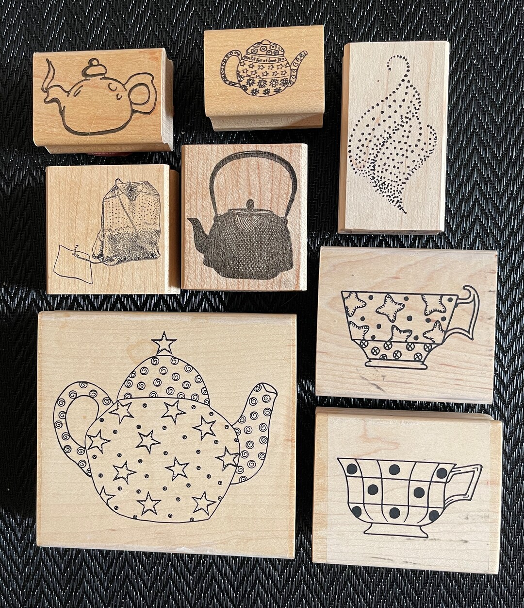 Rubber Stamps of Teapots, Tea Cups, Teabag, and Steam - Etsy