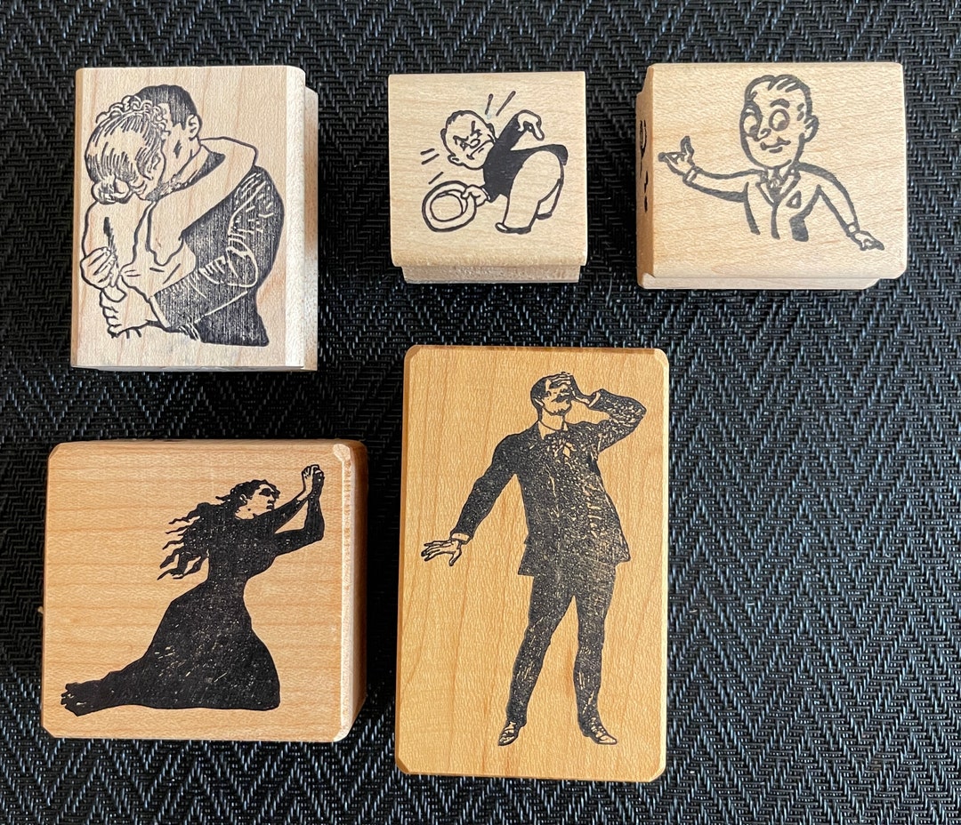 Rubber Stamps of People Happy and Unhappy - Etsy