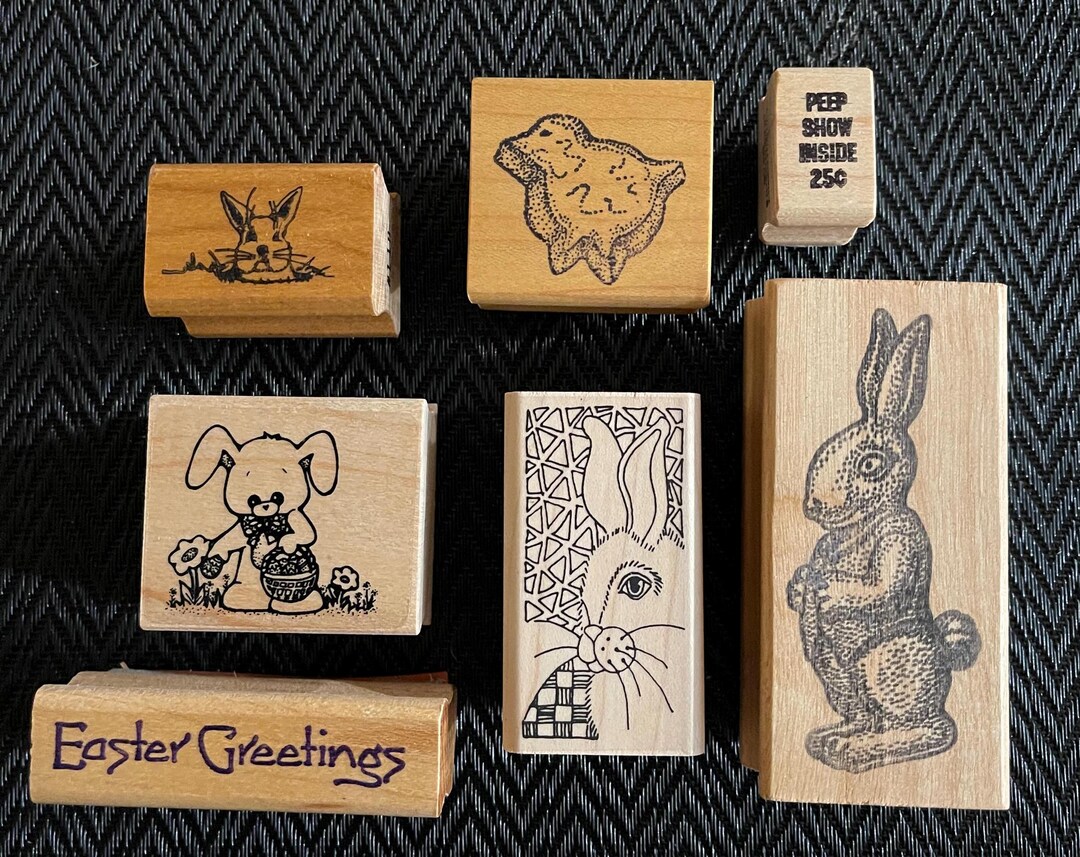 Rubber Stamps of Easter Bunnies, Rabbits, and Peep Chick - Etsy