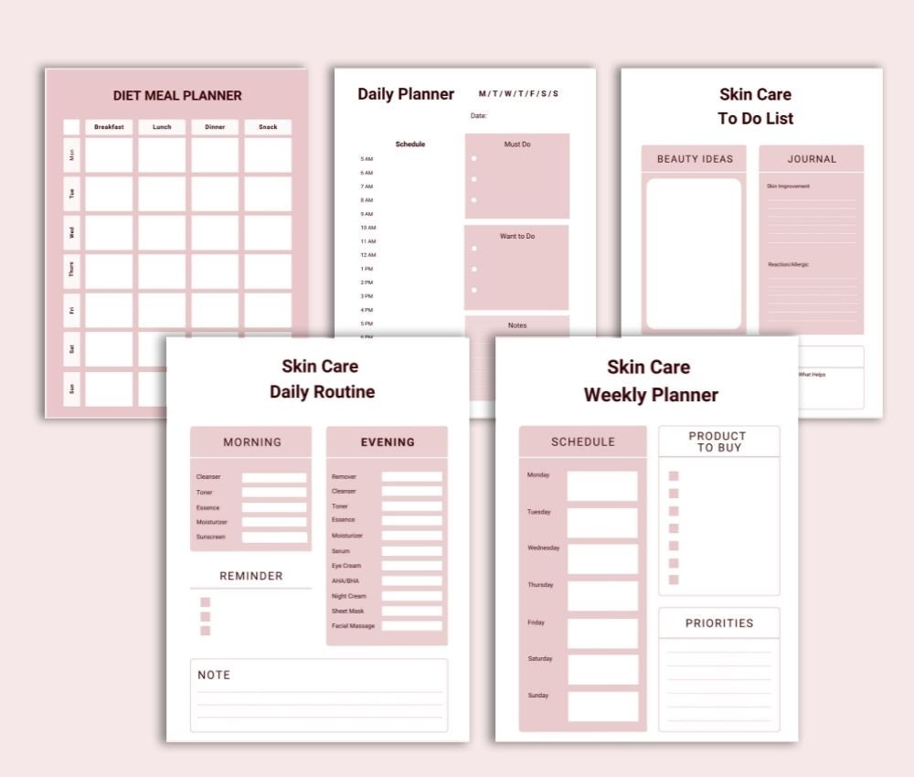 Skincare Routine Tracker: Daily Beauty Care Routine Planner Notebook ...
