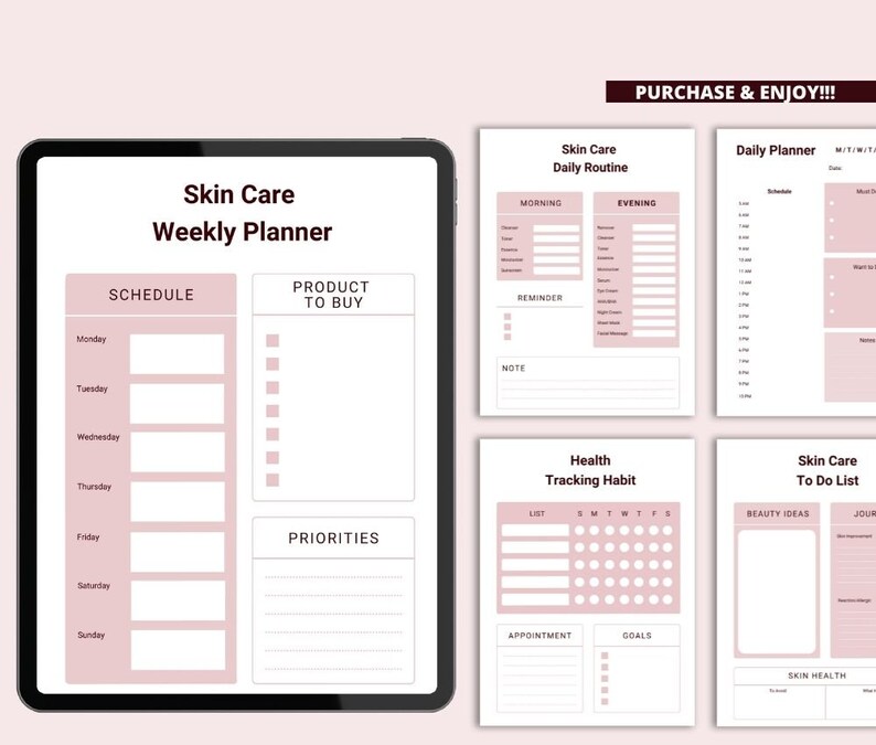 Skincare Routine Tracker: Daily Beauty Care Routine Planner Notebook ...