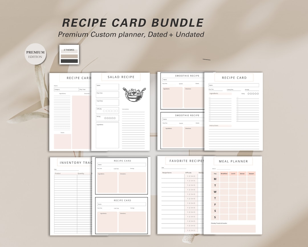 Recipe Planner, Meal Planning Organizer, Kitchen Organizer, Recipe Card ...