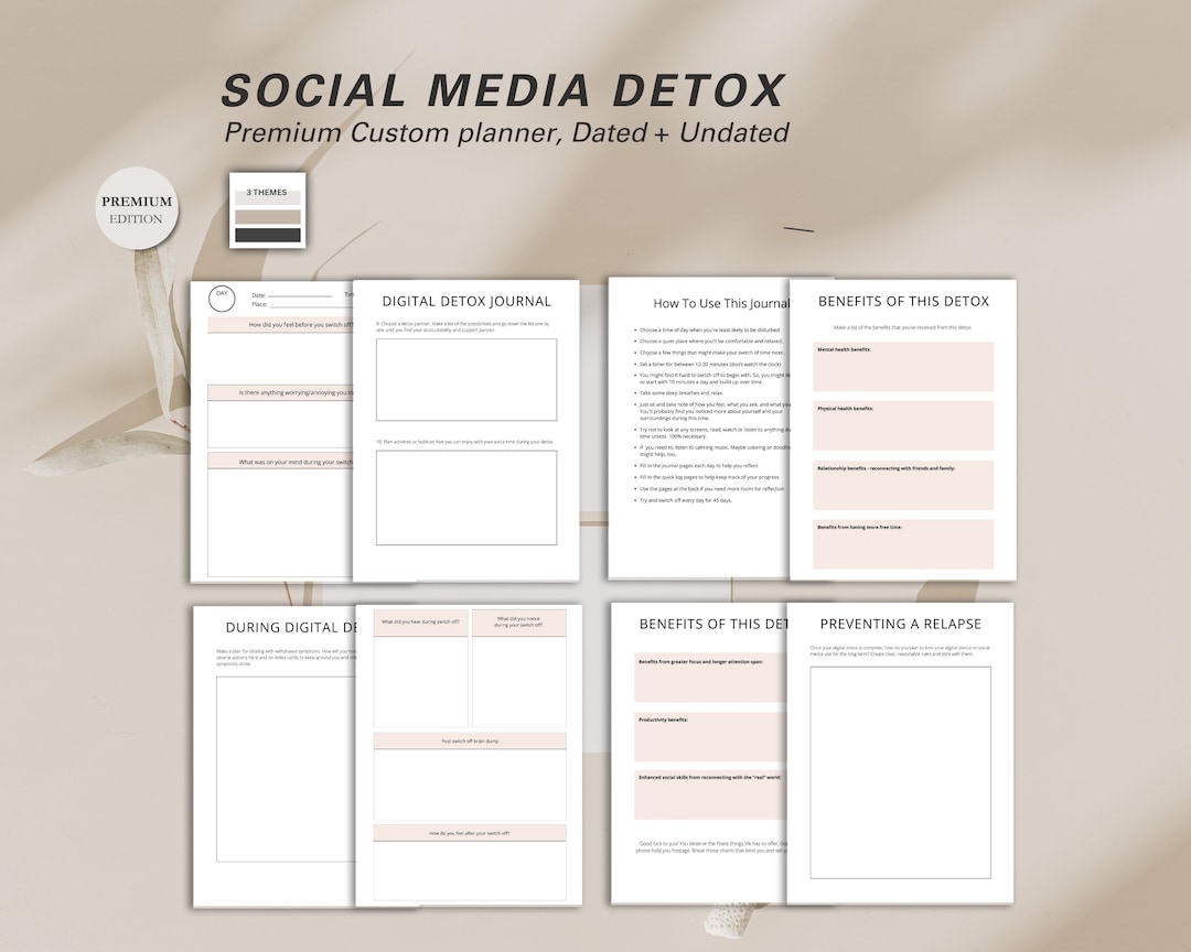 Social Media Detox Tracker, Digital Detox Planner, Phone Addiction ...