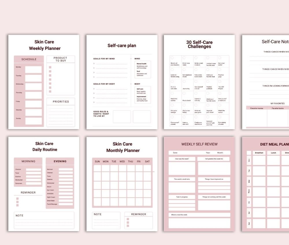 Skincare Routine Tracker: Daily Beauty Care Routine Planner Notebook ...