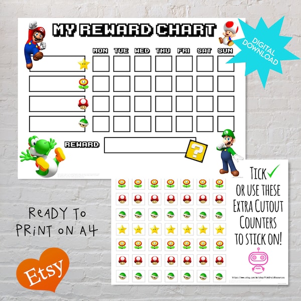 Kids Super Mario Chart - Etsy