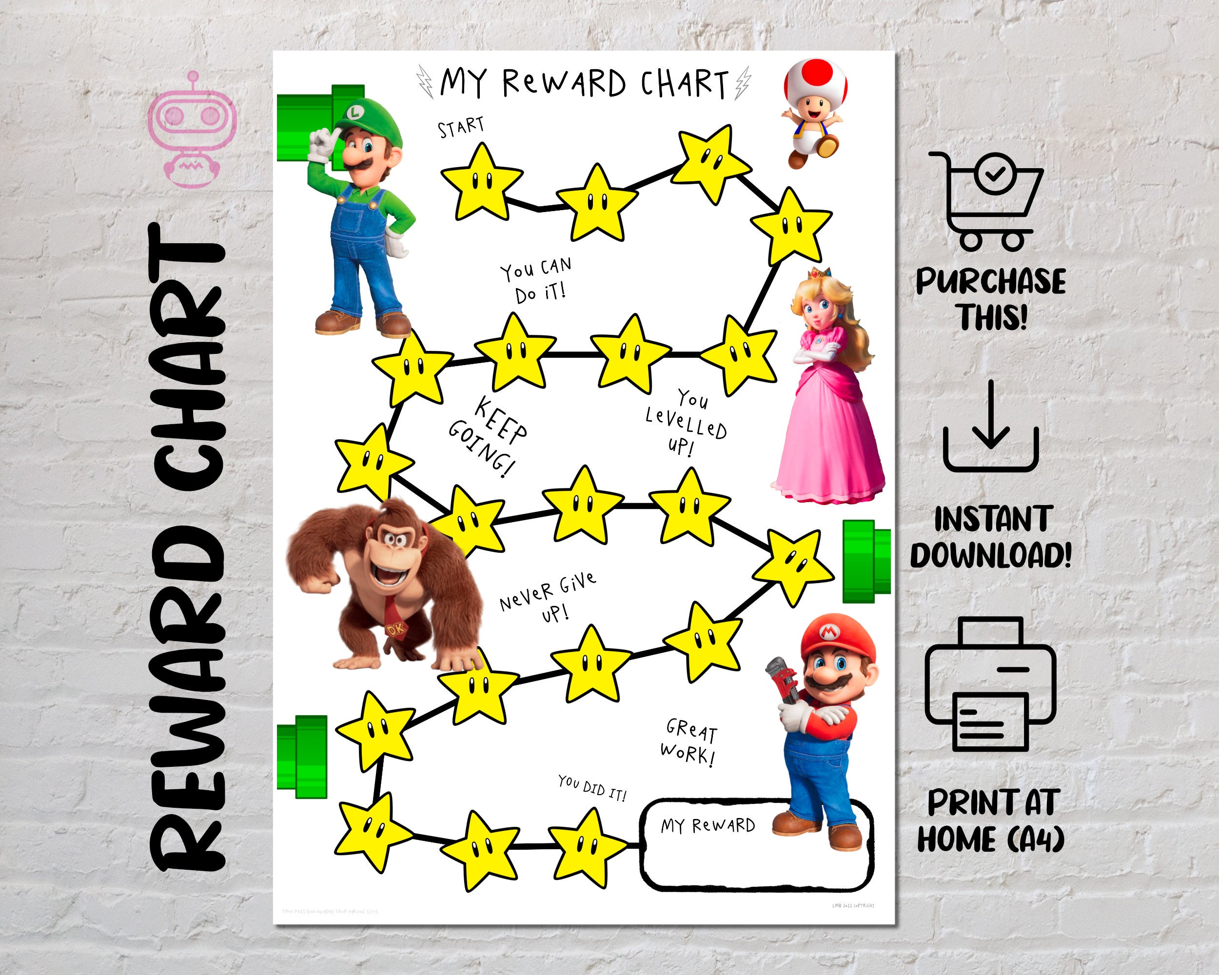 Super Mario Movie Reward Chart for Kids Behaviour Chart - Etsy