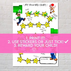 Super Mario Reward Chart for Kids Behaviour Chart Printable - Etsy