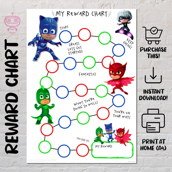 Pj Masks Chore Chart - Etsy