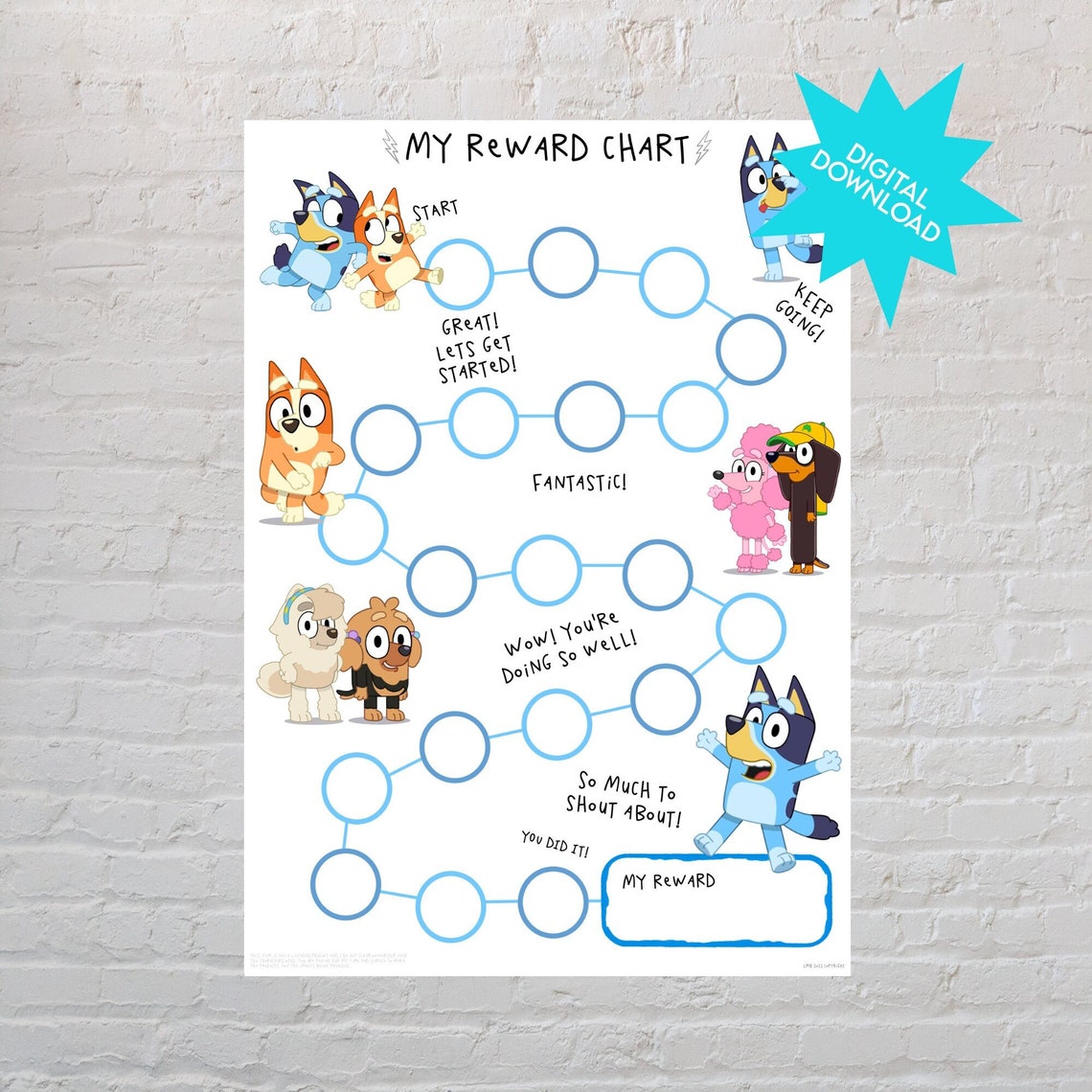 Colourful Bluey Reward Chart for Kids Sticker Chart Instant - Etsy Canada