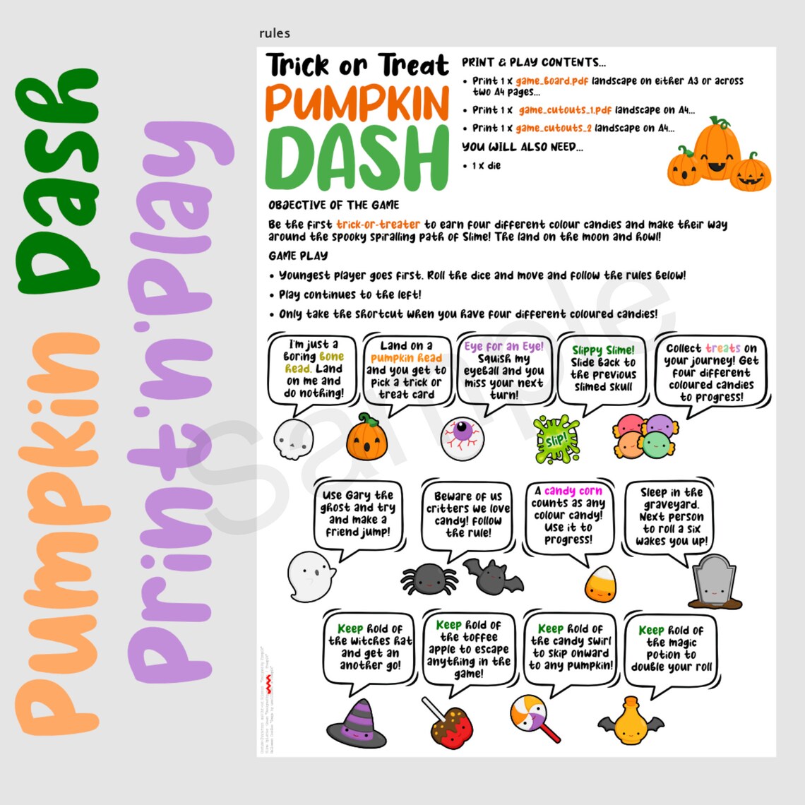 Halloween Board Game Printable Pumpkin Dash Halloween Board - Etsy UK