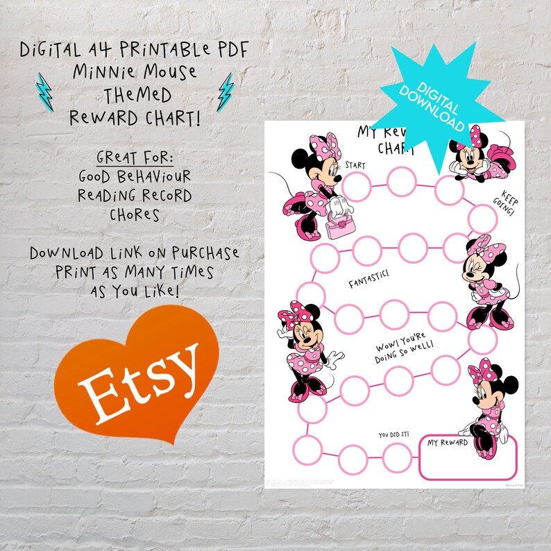 Minnie Mouse Reward Chart for Kids Behaviour Chart Printable - Etsy Ireland