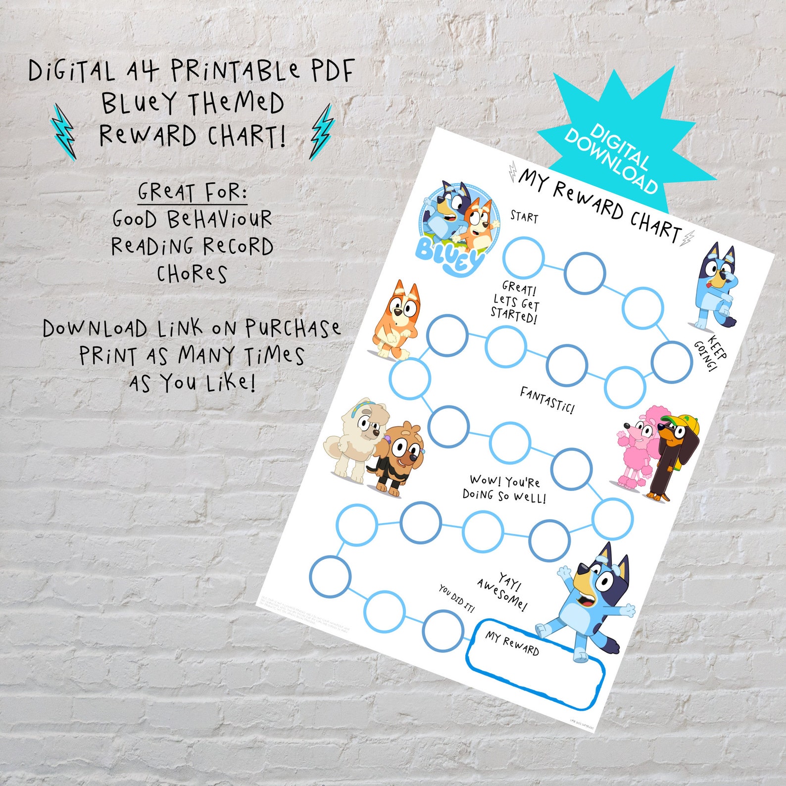 Colourful Bluey Reward Chart for Behavior Chart Printable - Etsy Australia