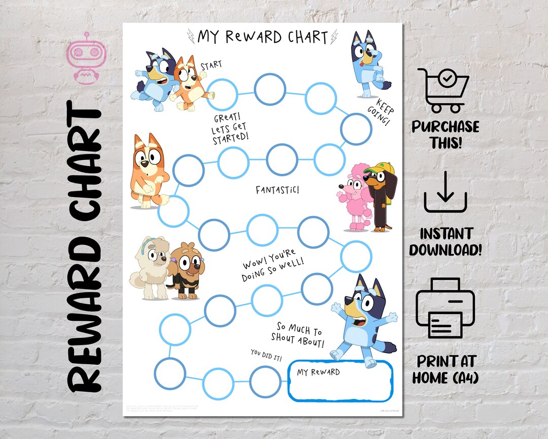 Colourful Bluey Reward Chart for Behavior Chart Printable - Etsy Hong Kong