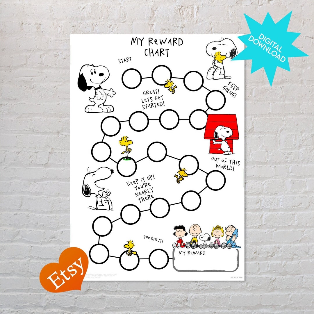 Peanuts Snoopy Reward Chart for Behavior Chart Printable - Etsy Hong Kong